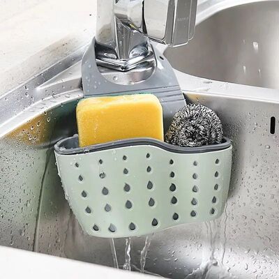 Kitchen Sink Holder Hanging Drain Basket Soap Sponge Shelf O