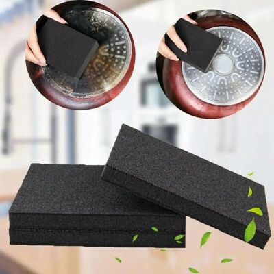 2pcs Emery Cleaning Sponge Wipe Pot Remove Rust Sponge Wipe