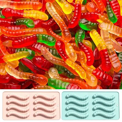 Food-Grade Silicone Gummy Worm Mold Candy Baking Pan Worm Fo