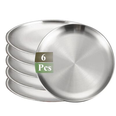 6Pcs Stainless Steel Plate Set BBQ Fried Chicken Barbecue Me
