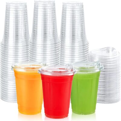 50Set Plastic Drinking Cups with Strawless Sip Lids, Disposa