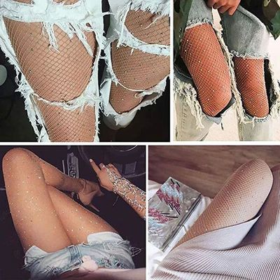 Summer Fishnet Diamonds Pantyhose Women Sexy Fashion Shiny N