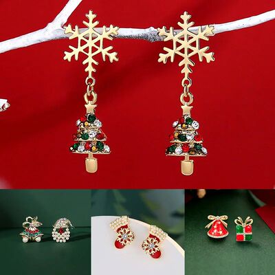Crystal Earrings For Women Drop Earrings Christmas Tree Sant