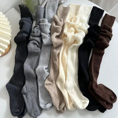 Long Socks Women Soft Wool Cashmere Socks Winter Solid Knitt