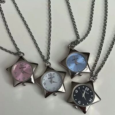 Star Pocket Watch Clock Keychain Zinc Alloy Trinkets Bag Cha
