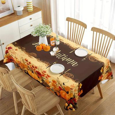 Fall Thanksgiving Rectangular Tablecloths Hello Autumn Pumpk