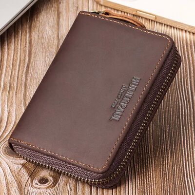Handmade Genuine Leather Business Card Holder Wallet RFID Bl