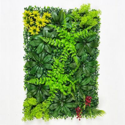 1pc Artificial Green Plant Wall Panel with Grass Flower Boxw