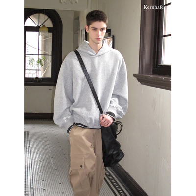 kernhafen连帽灰色卫衣外套男