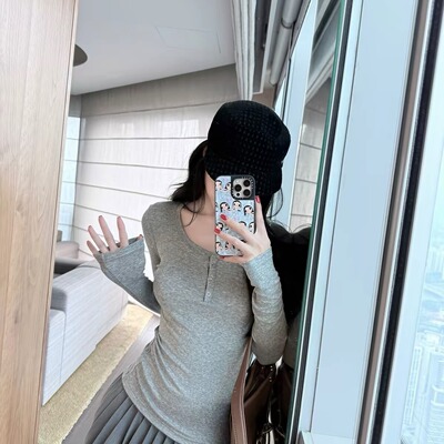 Laareetoo 莱赛尔长袖T恤女秋季2026新款修身显瘦打底上衣百搭