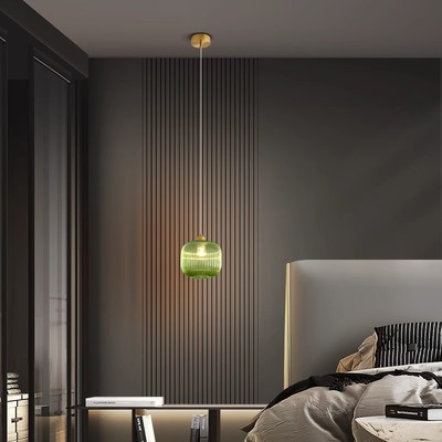 奶油侘寂风床头垂线灯日式卧室吊线灯ins氛围灯电视背景墙小吊灯