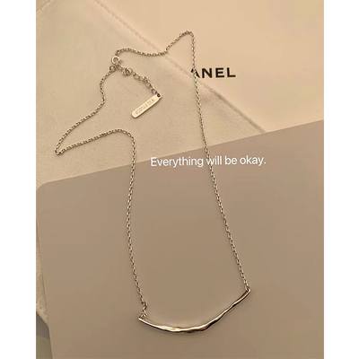 吾小历极简风不规则褶皱肌理项链