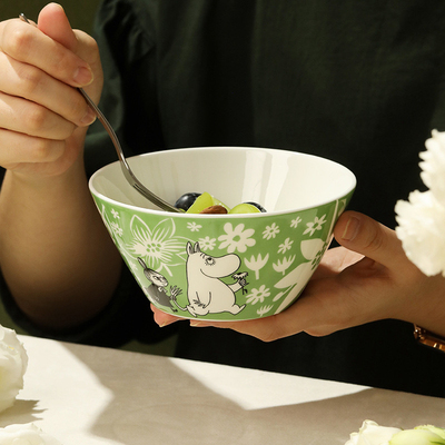 芬兰moomin姆明餐具骨瓷米饭碗家用陶瓷碗可爱卡通个人汤碗吃饭碗