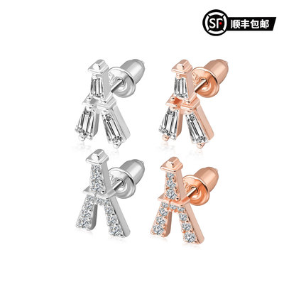 WIC 925银 埃菲尔巴黎铁塔耳钉