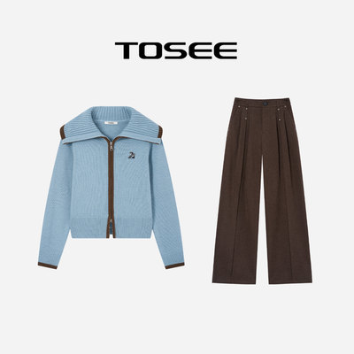 TOSEE撞色袖口双开拉链