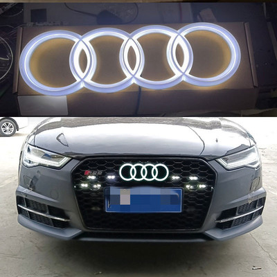 奥迪中网发光车标灯A1A3A4LA5A6A6LQ5Q7改装静态迎宾汽车中网车灯