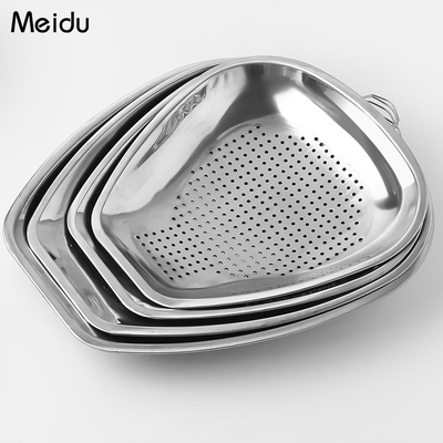 筲箕家用沥水篮水果蔬菜篮不锈钢多用淘菜晾晒密孔大号沥水筛厨房