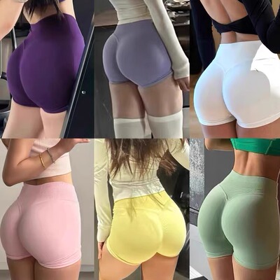 dfyne蜜桃显臀提臀裤健身高腰收腹三分健身裤无标