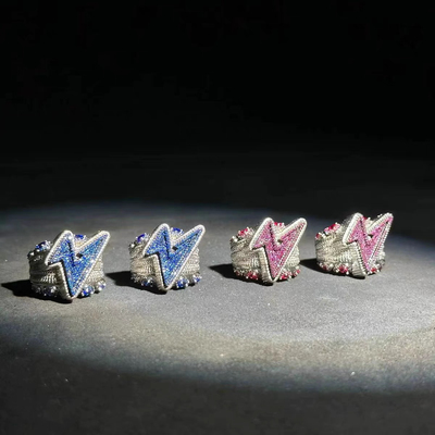 那奇沃夫vaka typeshyt同款v型满钻个性hiphop嘻哈戒指