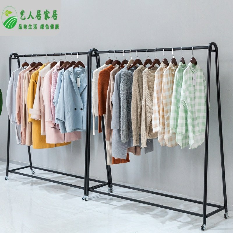 服装店衣服展示架婚纱男女装货架中岛架落地式可移动挂衣架带轮_虎窝淘