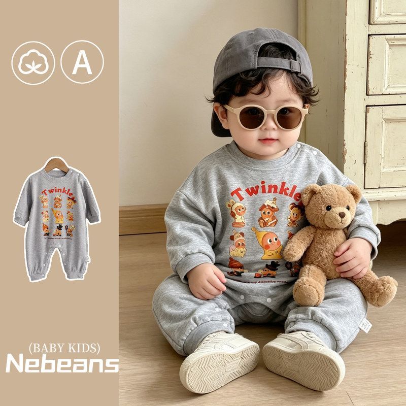 衣男女 新品婴儿秋季哈衣外出服26爬服星星宝潮款人连身卡通长袖