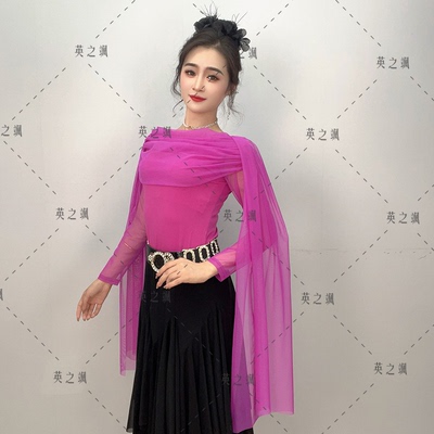 2209英之飒新款洋气长袖飘带舞蹈衫广场舞舞蹈服女吉特巴水兵舞服