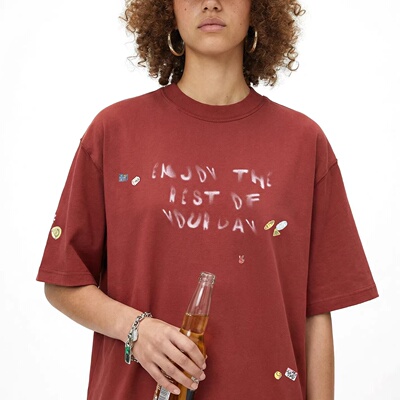 inflation美式复古印花短袖T恤 2026春夏新款街头潮牌风纯棉上衣