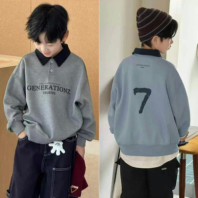 大E小e韩版字母长袖儿童翻领卫衣