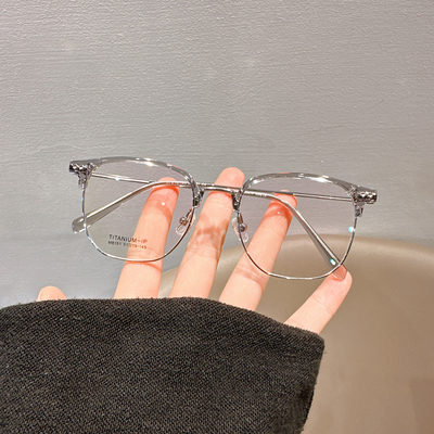 超轻钛架半框近视眼镜女网上配有度数高级感眼镜框镜架兴语R8151