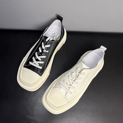 欧洲站真皮板鞋设计师款方头厚底男鞋2025新款休闲鞋潮250703 CLG