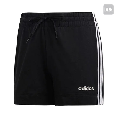 adidas跑步健身透气速干修身训练三条纹五分裤运动短裤女装DP2405