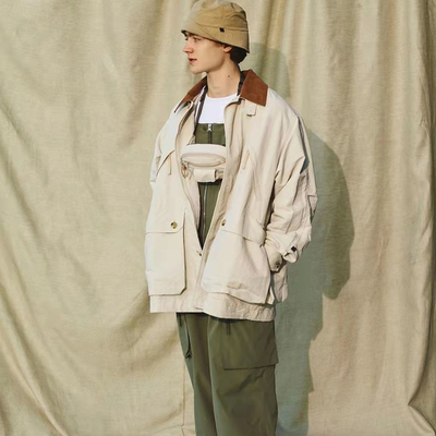 翻领夹克四季通用宽松多口袋防水