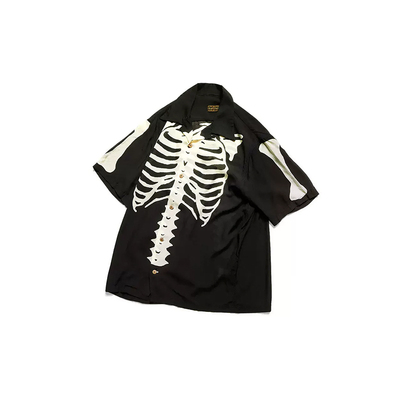 25SS 平田和宏同款日系复古骨头印花男女同款宽松短袖T恤