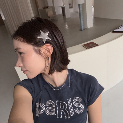 韩系简约星星边夹银色发夹金属感刘海夹高级质感发饰气质2026新款