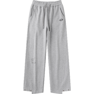 拉姆熊灰色秋不规则直筒休闲长裤