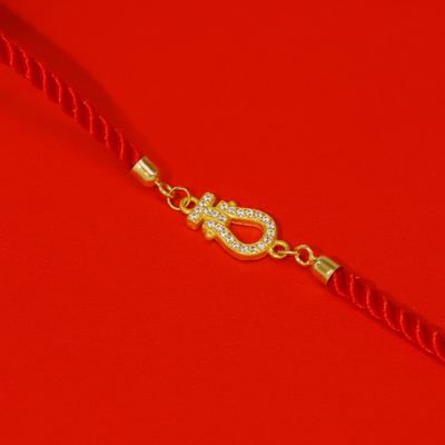 通体18k金开运缰绳马蹄手链【QL07521】