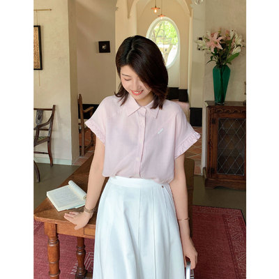 凉感天丝Polo领小飞袖通勤衬衫