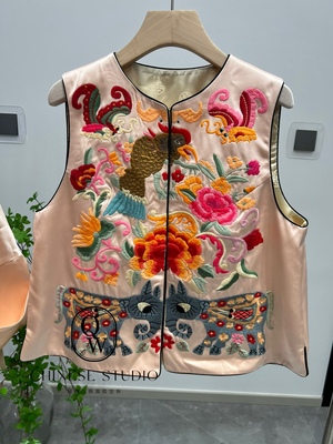 新中式国风 重工刺绣国潮马甲女 时尚减龄复古坎肩马夹YM24035