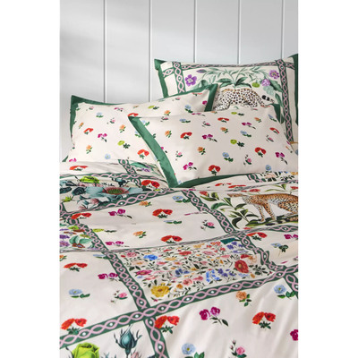 现 纽约下城公园进口花丛中的猫科动物花条宫格全棉被套枕套组合