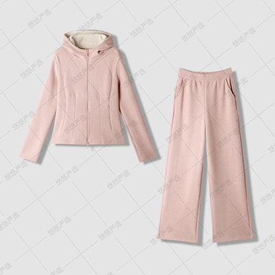 【悠悠炸疯了】秋冬季百搭连帽修身短外套休闲长裤两件套装