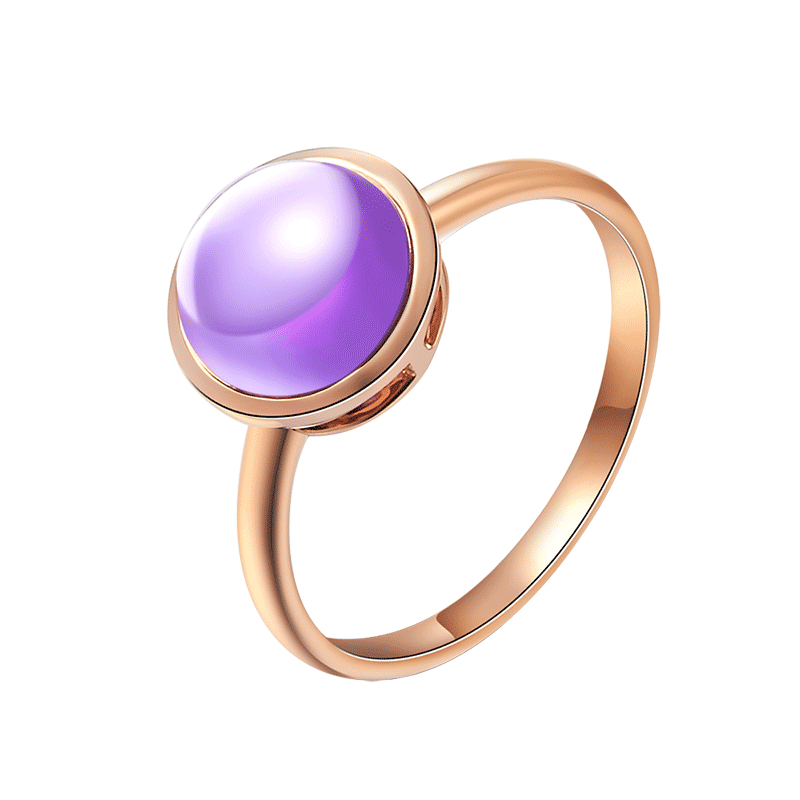莉萨克拉18k玫瑰金紫水晶戒指