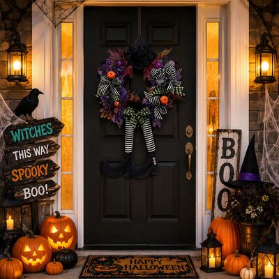 Halloween Wreath-Halloween Wreaths for Front Door-24 Inch Wi