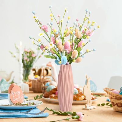 Easter Colorful Eggs Tree Branch DIY Flower Bouquets Fake Pl