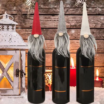 6pcs Cute Christmas Gnome Wine Bottle Cover Reusable Handmad