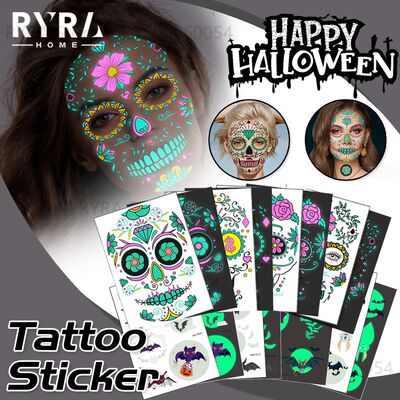Luminous Halloween Tattoo Sticker Glow In The Dark Pumpkin G