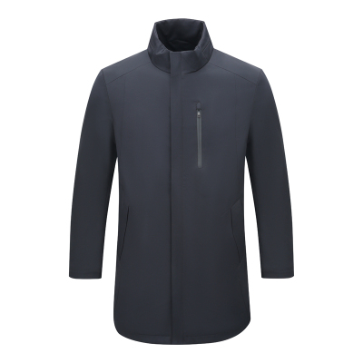 休闲百搭黑蓝色立领薄棉风衣外套
