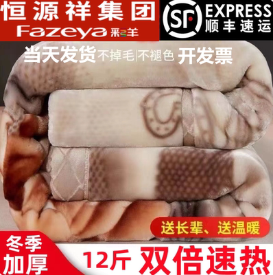 正品恒源祥双层盖毯12斤加厚彩羊