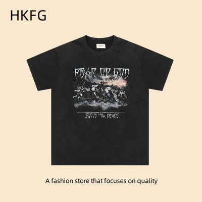 FEAR OF GOD复古Fog诸神之战水洗做旧短袖T恤美式高街宽松休闲VTG