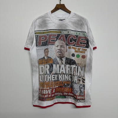 高版本VALE DREAMER人物海报水洗褪色做旧VTG美式高街男女短袖潮