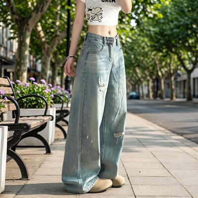 Casual Cargo Pants Women Jeans Hip Hop Y2K Straight Trousers